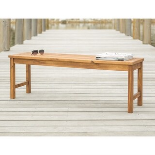 Outdoor Raised Acacia Wood Bench - Brown - Bed Bath & Beyond - 37158765
