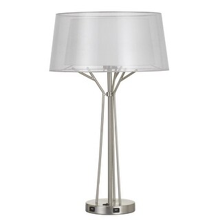 Sleek Metal Body Table Tamp with Two Tier Translucent Shade, Silver ...