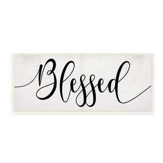 Stupell Blessed Phrase Bold Cursive Faith Based Typography Wood Wall ...