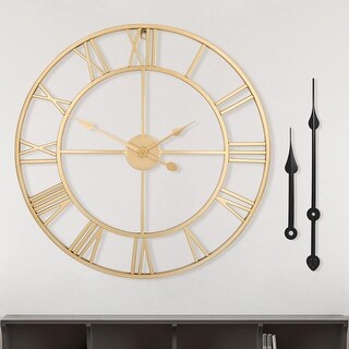 Large Modern Metal Wall Clocks Rustic Round Nearly Silent Little ...