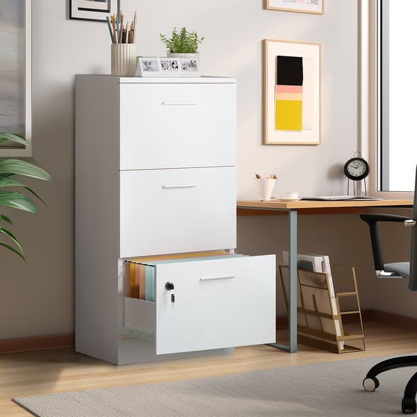 Moasis 3-Drawer File Cabinet with Lock Filing Cabinet for Letter A4 ...
