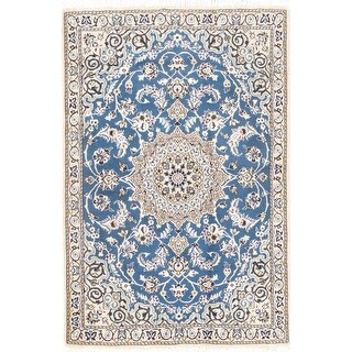 Canvello Light Blue Persain Nain silk & wool Rug - 2'7'' x 4'5 ...