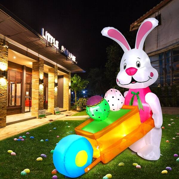 CAMULAND 6FT Easter Bunny Eggs Inflatable Built-in LED Yard Decor ...