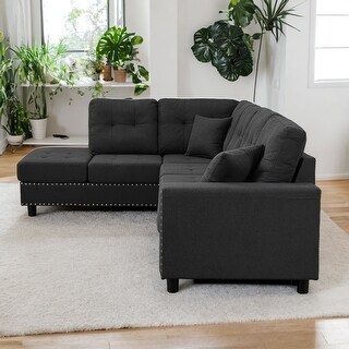 109.2''L-shaped Modular Sectional Sofa with Removable Back Cushions and ...
