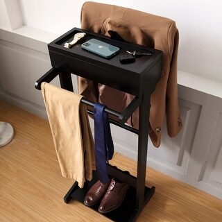 Black Wooden Suit Stand Valet Stand - Bed Bath & Beyond - 36932897