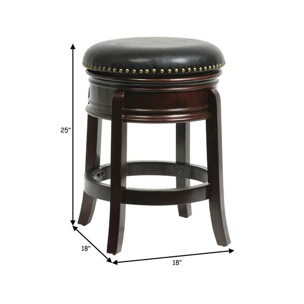 24 inch Swivel Counter Stool, Solid Wood and Faux Leather - 18 L x 18 W ...