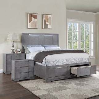 Furniture of America Tona Contemporary 3-Piece Grey Wood Storage ...