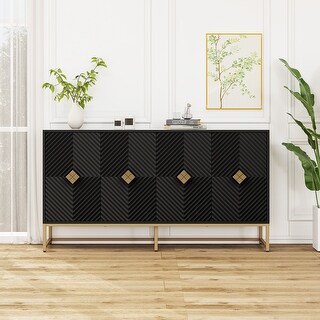 59'' Modern Sideboard with Decorative Embossed Pattern Door and ...
