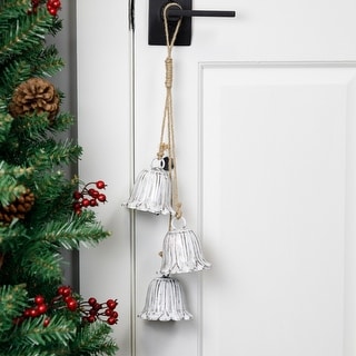 Fluted Bell Trio Christmas Decorations - 20" - White - Set of 2 - Bed ...