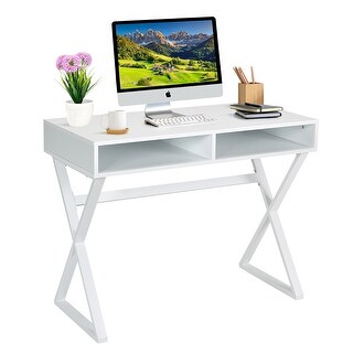 Modern Computer Desk Makeup Vanity Table with Storage Compartments ...