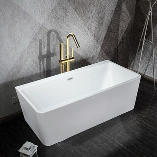 White Acrylic 55 Inch Freestanding Flatbottom Soaking Tub Bathtub - Bed ...