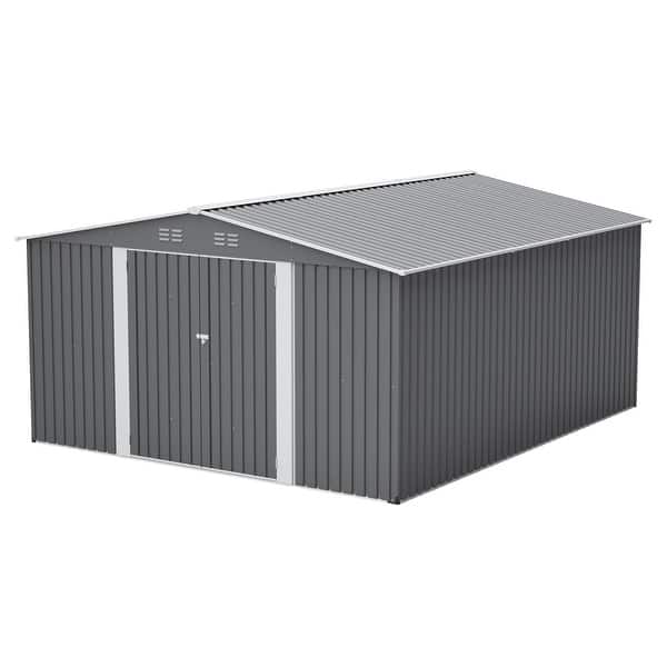 12x14 Ft Outdoor Metal Storage Shed, Large Garden Tool Shed with ...