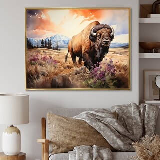 Designart "Native Art Path Of Bison Prairies" Native American Framed ...