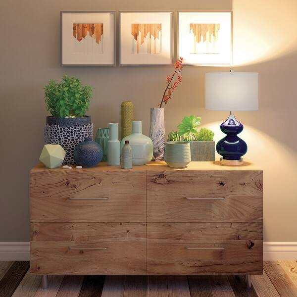 Katrin Glass Double Gourd Table Lamp in Navy Blue - Bed Bath & Beyond ...