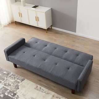 74.8" Polyester Futon Sofa Bed, Convertible Folding Futon Sofa Bed ...