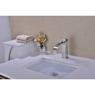 Single Handle Waterfall Bathroom Vanity Sink Faucet with Extra Large ...