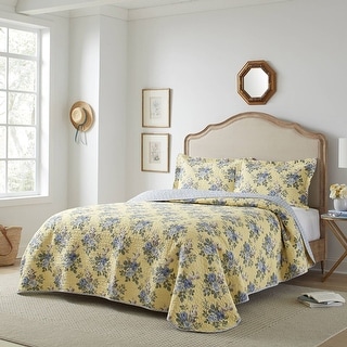 3pc King Floral Quilt Set Reversible Breathable Yellow Blue - Bed Bath ...