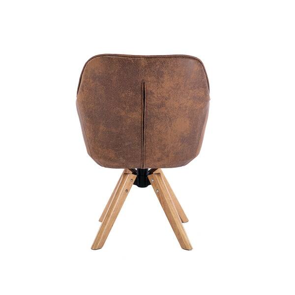 No Wheels Swivel Chair with Solid Wood Legs Desk Chair for Bedroom ...