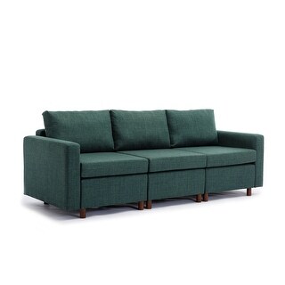 Green 5-seat Module Settee Recliner Sectional Sleeper Sofa w/ Ottoman ...
