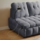 Modern pull-out velvet sofa bed with USB port and rotating phone holder ...