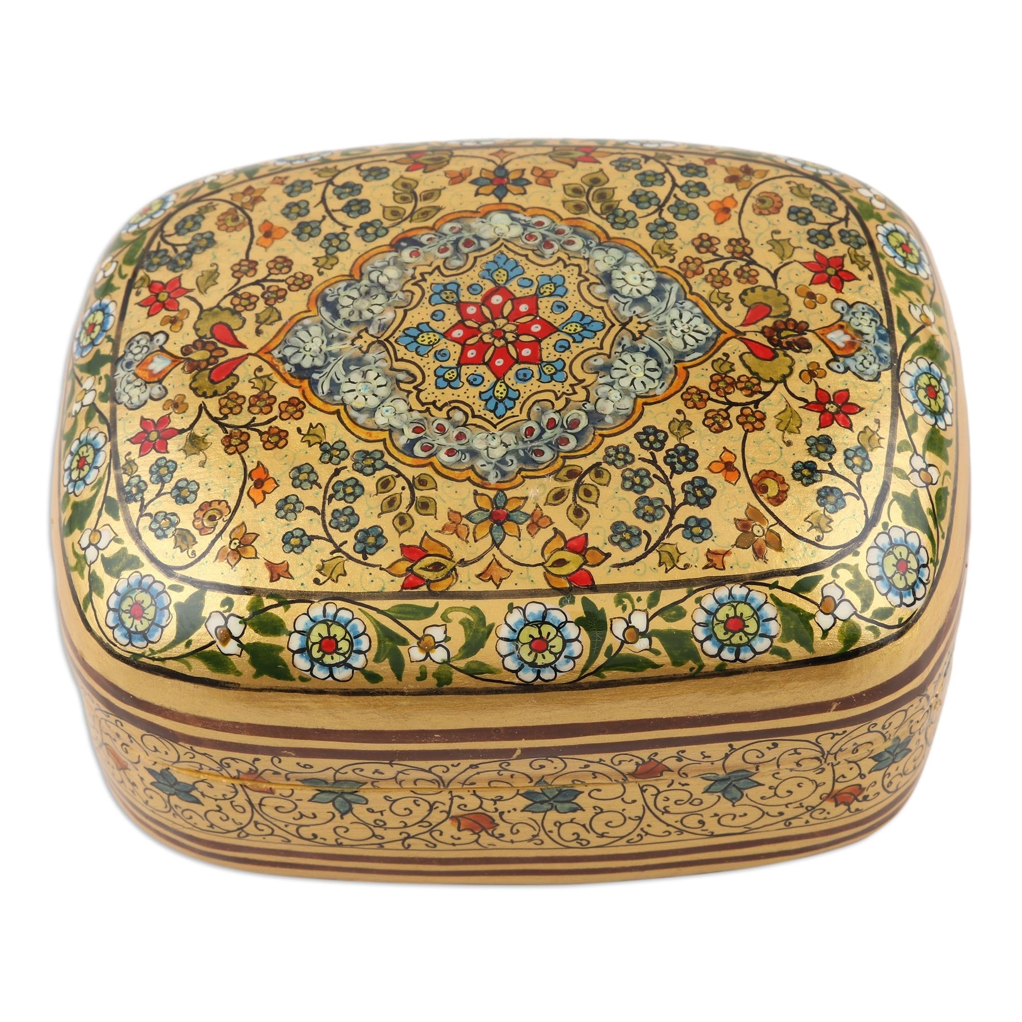 Novica Handmade Persian Blooms Decorative Papier Mache Box - Bed Bath ...