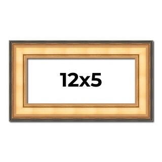 12x5 Frame Gold Plein Aire Solid Wood Picture Frame Width 2 Inches ...