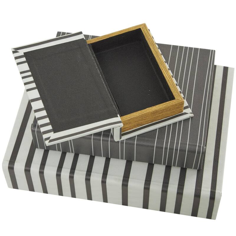 Faux Storage Book Decorative Box - Set of 3 Dark Brown, Gray, Cream ...