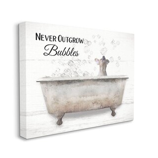 Stupell Never Outgrow Bubbles Bath Dog In Tub Word Design Canvas Wall ...
