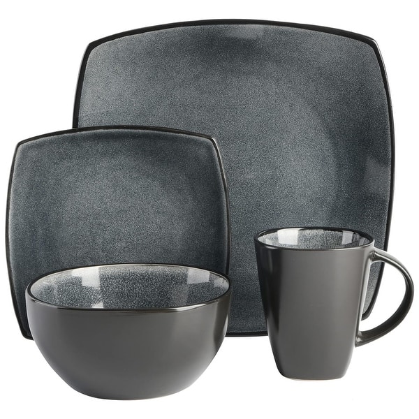 Gibson Soho Lounge 16 Piece Soft Square Stoneware Dinnerware Set in ...