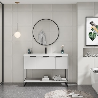 Modern 32 inch Round Aluminum Framed Circular Mirror in Black - 32x32 ...