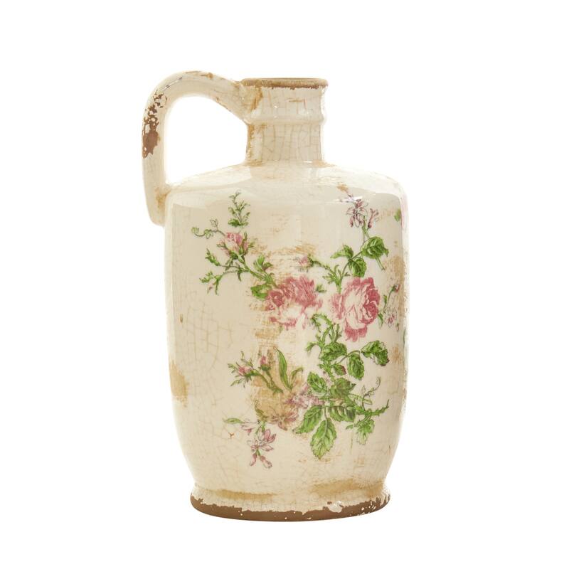 10" Tuscan Ceramic Floral Print Pitcher - Overstock - 32845248