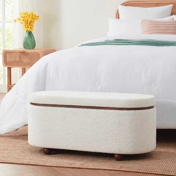 Boucle Storage Ottoman Bench Teddy Storage Bench With Removeable Lid ...