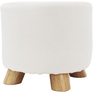 Critter Sitters 10-Inch White Upholstered Mini Foot Stool with Wooden ...