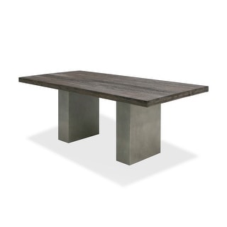 Cid Ari 94 Inch Dining Table, Heritage Oak Rectangular Top, Dark Gray ...