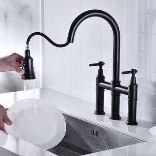Dual Handle Bridge Kitchen Faucet with Pull-Down Sprayer - Bed Bath ...