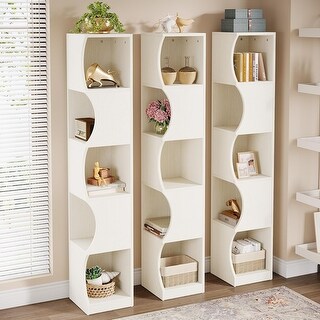 6 Tier Narrow Corner Shelf, 2PCS Modern Tall Corner Bookcase Bookshelf ...