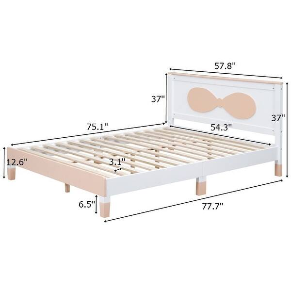Charming Bow-Shaped Headboard Wood Bed Frame for Kids - No Box Spring ...