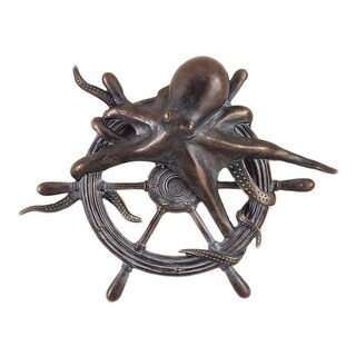 Octopus And Ships Wheel Hand Painted Aluminum Wall Plaque - On Sale ...