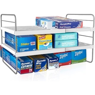 3-Tier Stackable Cabinet Shelf Organizers Adjustable Kitchen Wrap Box ...