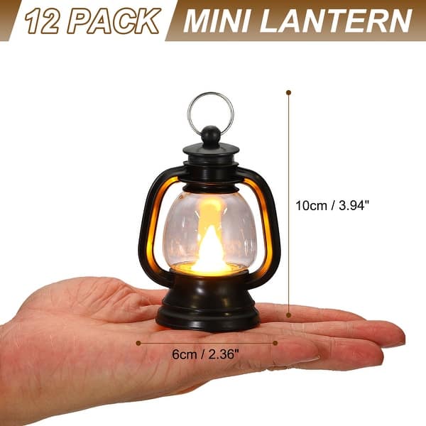 12Pcs Mini Vintage Lantern with Flickering LED Candle Hanging Decor - 2 ...