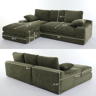 Modular Sectional Sofa Upholstered Sleeper Sofa L-Shape, Army Green ...