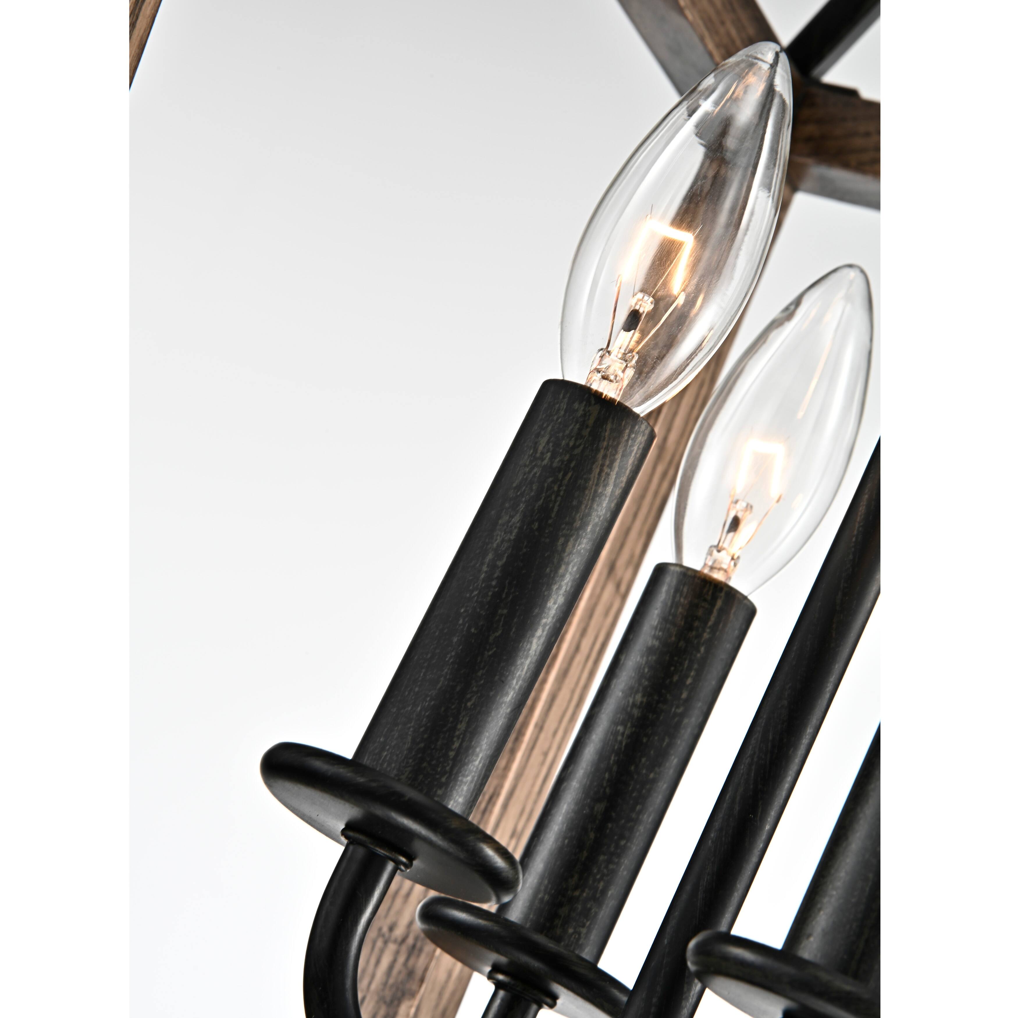 The Gray Barn 4-light Antique Black Iron and Wood Cage Chandelier - On ...