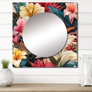 Designart "Modern Tropical Botanical Pattern" Modern Wall Mirror ...