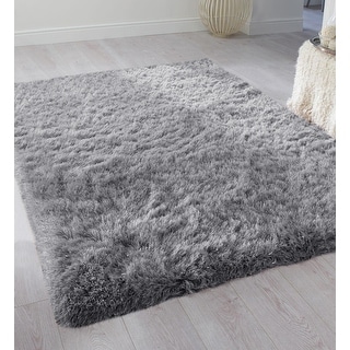5x7 Feet Grey Super Soft Shag Plush Dense Pile Shaggy Modern Glam Area ...