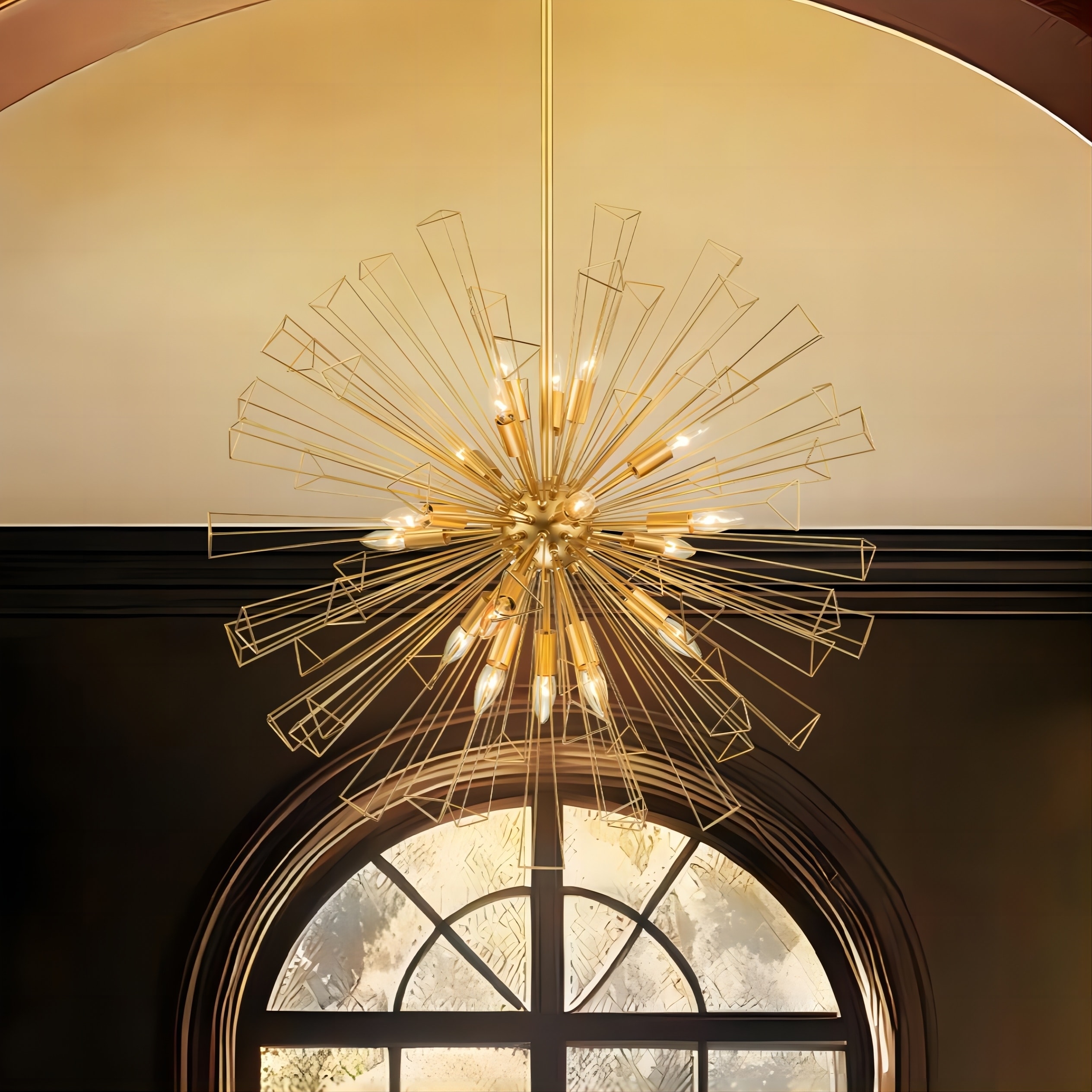 10-Light Modern Glam Linear Sputnik Cluster Branch Cylinder Fabric ...