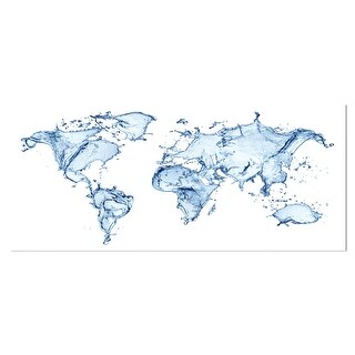 Designart 'World Map Water Splash' Map Digital Art Metal Wall Art - Bed ...