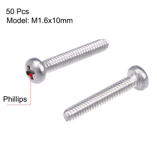 M1.6x10mm Machine Screws Pan Phillips Head Screw Fasteners Bolts 50Pcs ...