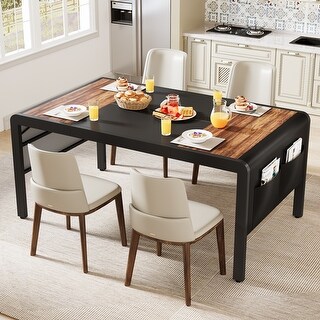 63-Inch Dining Table with Storage Bag, Rectangular Kitchen Table for ...