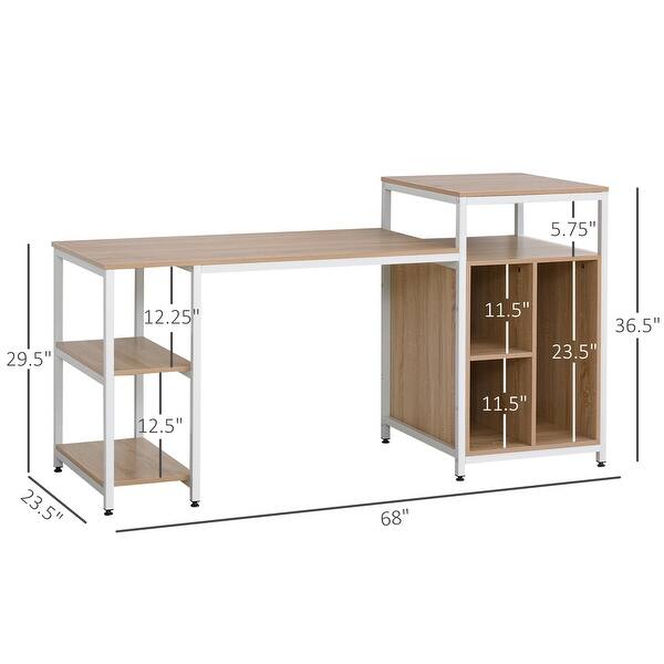 Office Table Computer Desk Workstation Bookshelf with CPU Stand Writing ...