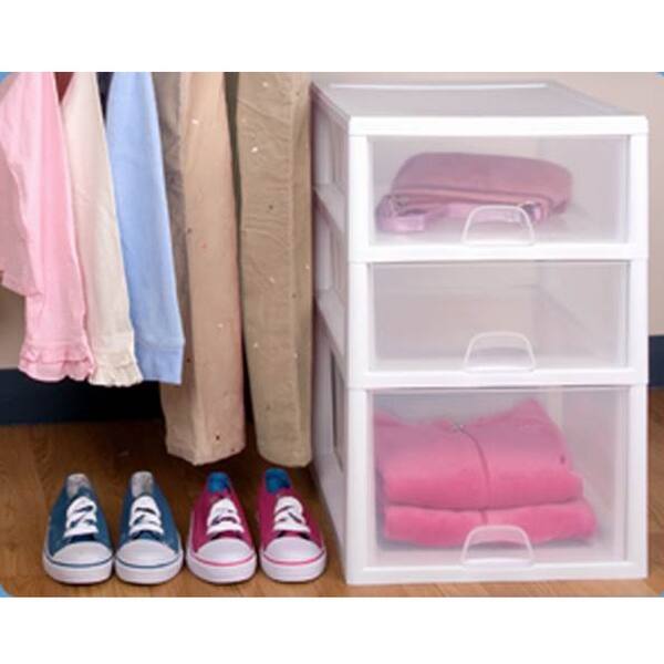 Sterilite 16 Qt Single Box Modular Stacking Storage Drawer Container ...